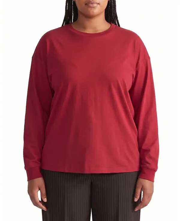 Universal Standard Plus Long Sleeve Relaxed Tee - Garnet