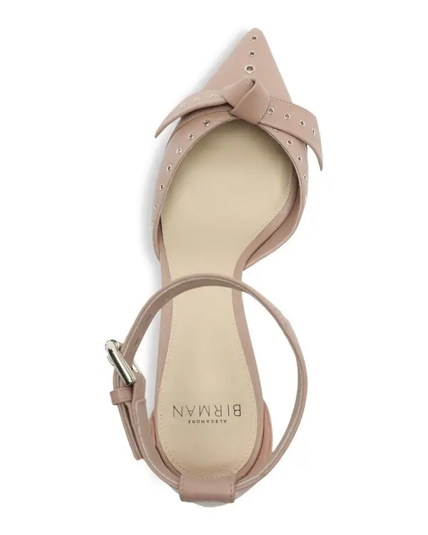 ALEXANDRE BIRMAN Clarita 60 Leather Eyelet Ankle Strap Pumps - Light Mauve