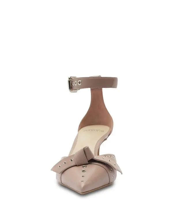 ALEXANDRE BIRMAN Clarita 60 Leather Eyelet Ankle Strap Pumps - Light Mauve