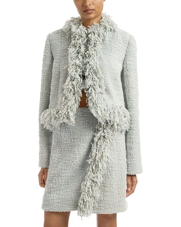 LIBEROWE Wool Blend Cropped Fringe Jacket