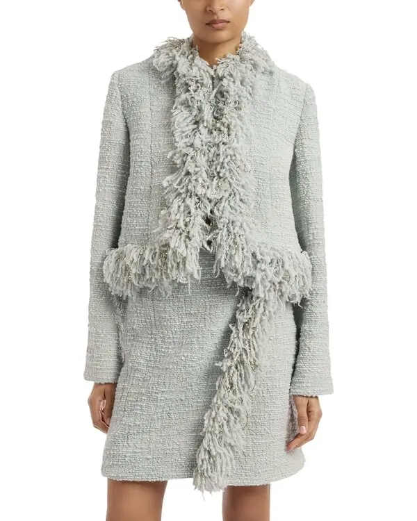 LIBEROWE Wool Blend Cropped Fringe Jacket