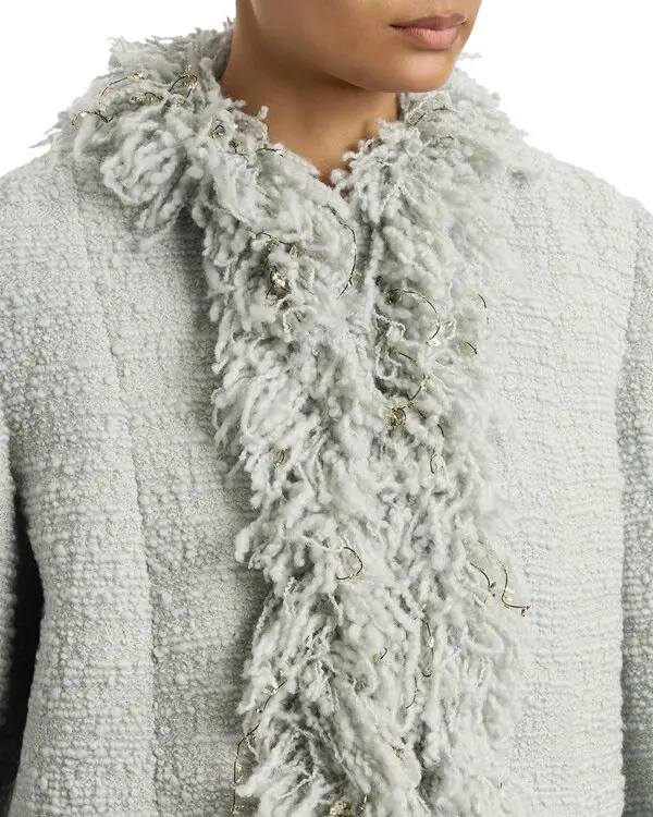 LIBEROWE Wool Blend Cropped Fringe Jacket