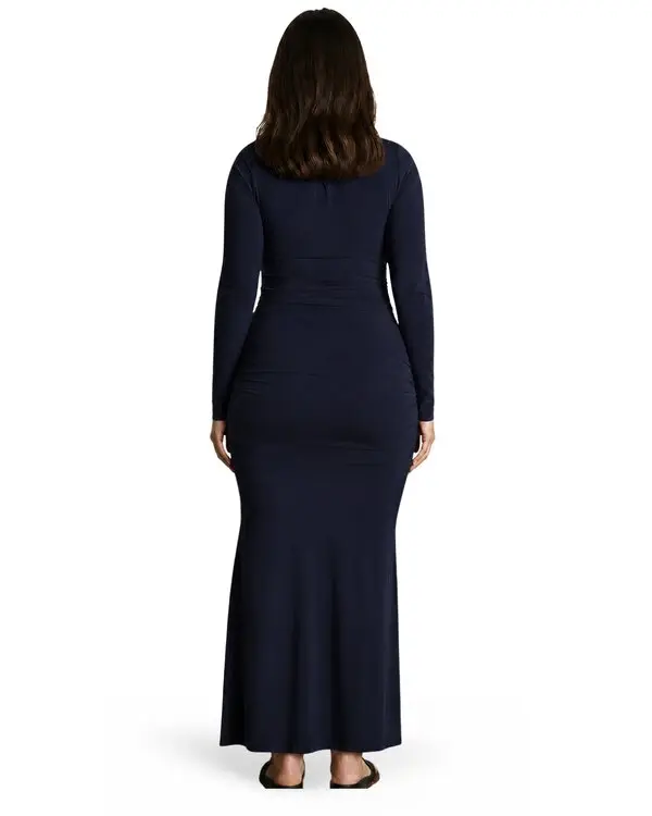 NOM MATERNITY The Curve Ruched Maxi Dress - Dark Navy