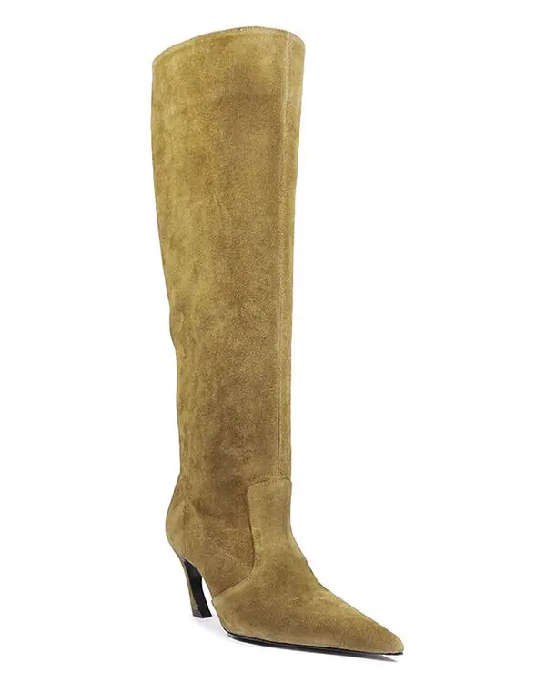 Schutz Lexi Slouch Suede Knee High Boots - Dried Olive