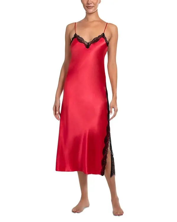 IN BLOOM BY JONQUIL Lace Trim Stretch Satin Nightgown