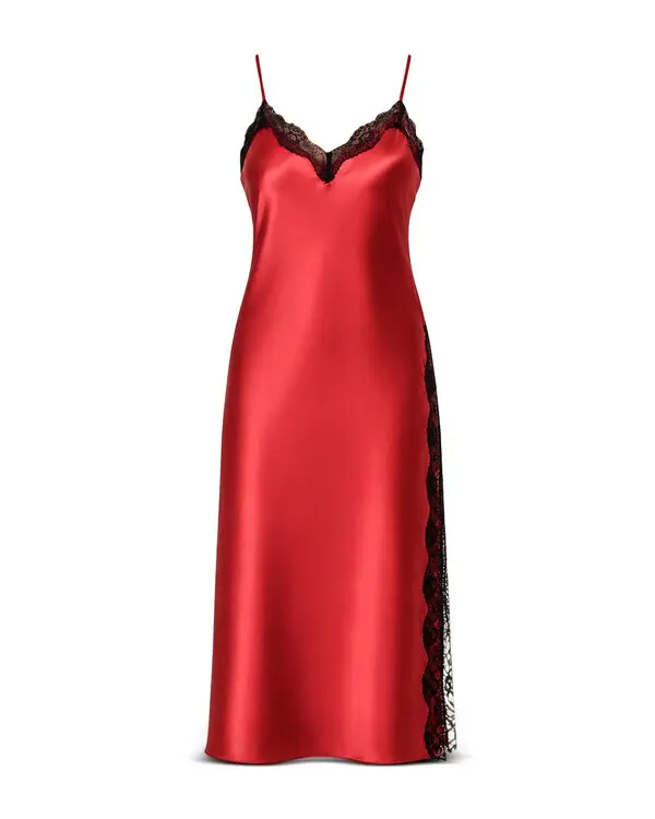 IN BLOOM BY JONQUIL Lace Trim Stretch Satin Nightgown