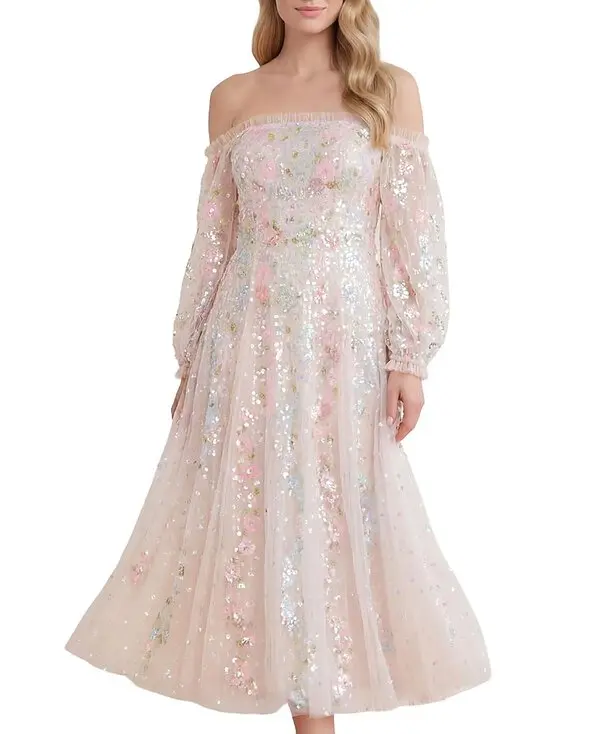 NEEDLE & THREAD Confetti Gloss Off-shoulder Dress