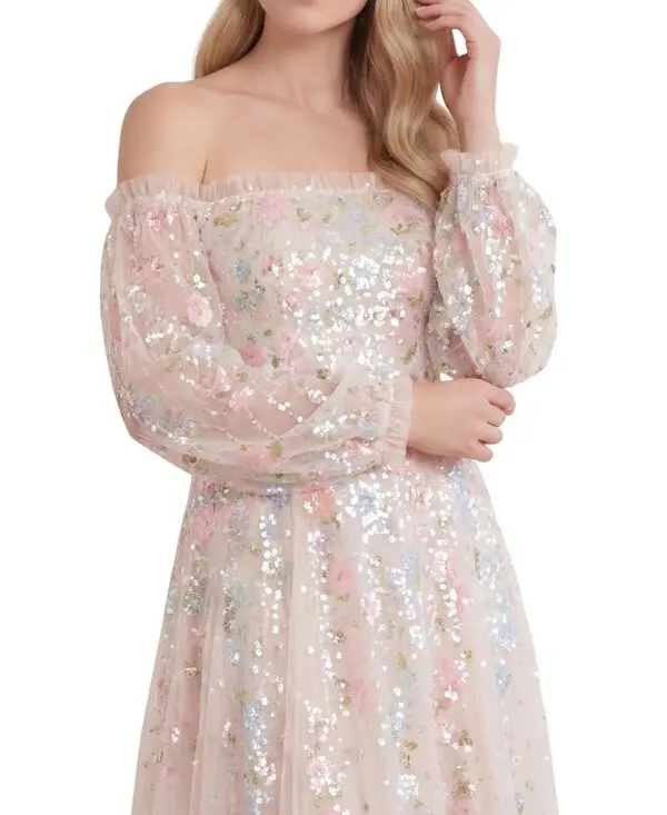 NEEDLE & THREAD Confetti Gloss Off-shoulder Dress