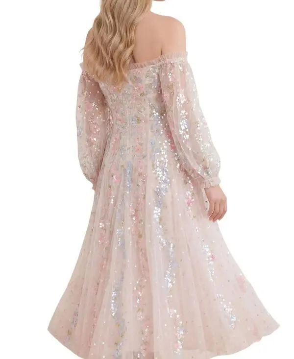NEEDLE & THREAD Confetti Gloss Off-shoulder Dress