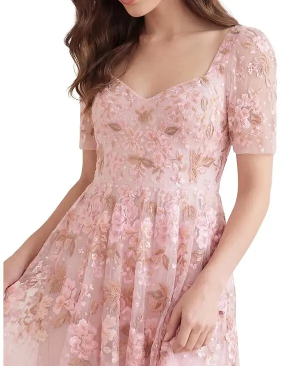 NEEDLE & THREAD Wisteria Sweetheart Short Sleeve Dress