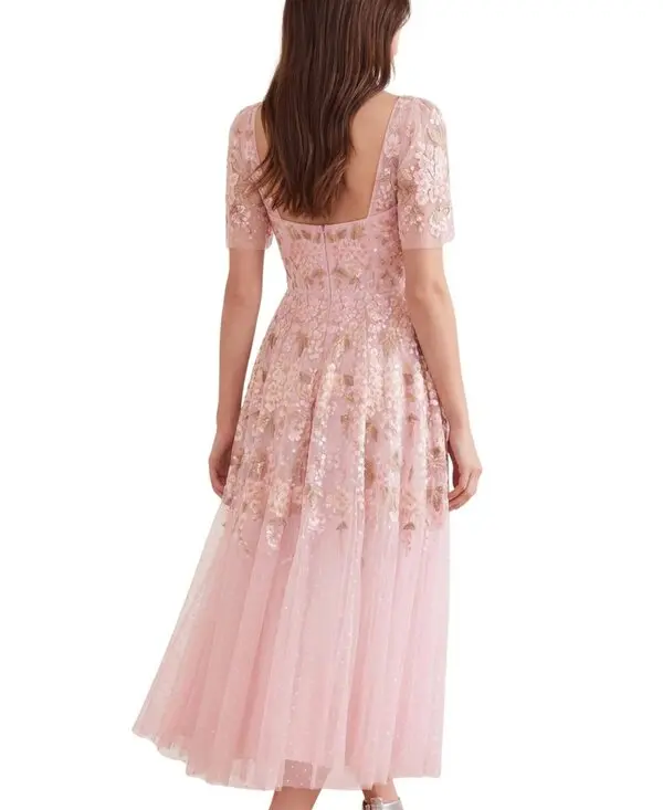 NEEDLE & THREAD Wisteria Sweetheart Short Sleeve Dress