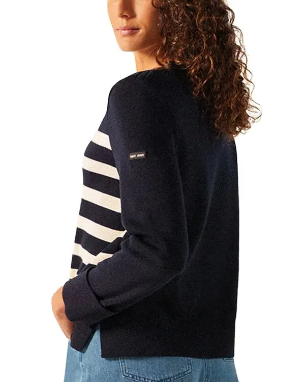 Saint James Marseillan Wool Boat Neck Sweater - Navy/blanc