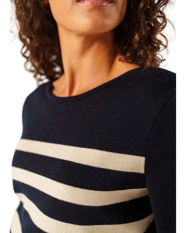 Saint James Marseillan Wool Boat Neck Sweater - Navy/blanc