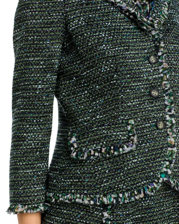Rickie Freeman For Teri Jon Tweed Chiffon Tie Neck Jacket & Dress Set