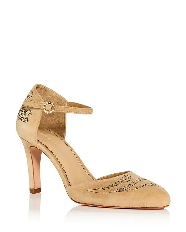 Cinq À Sept Mariana Embroidered Suede Pumps - Brown Sugar