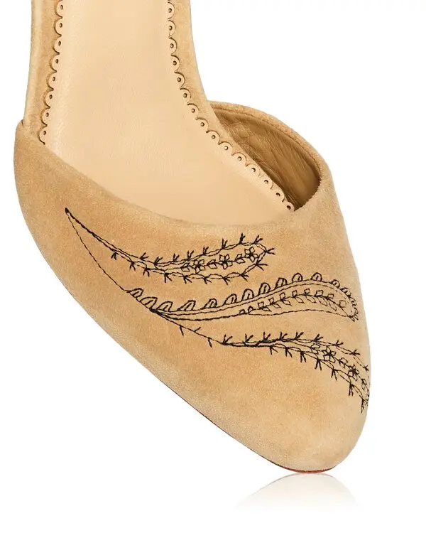 Cinq À Sept Mariana Embroidered Suede Pumps - Brown Sugar