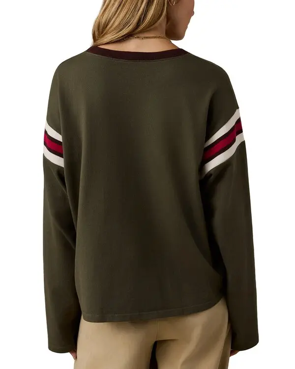 Faherty Brand Throwback Cotton Long Sleeve Tee - Olive Night Varsity