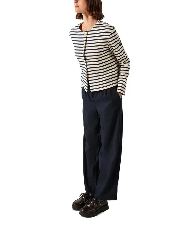 Saint James Arignac Cotton Stripe Cardigan - Ecru/navy