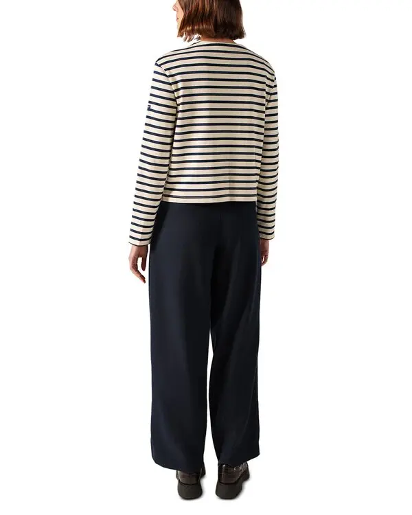 Saint James Arignac Cotton Stripe Cardigan - Ecru/navy