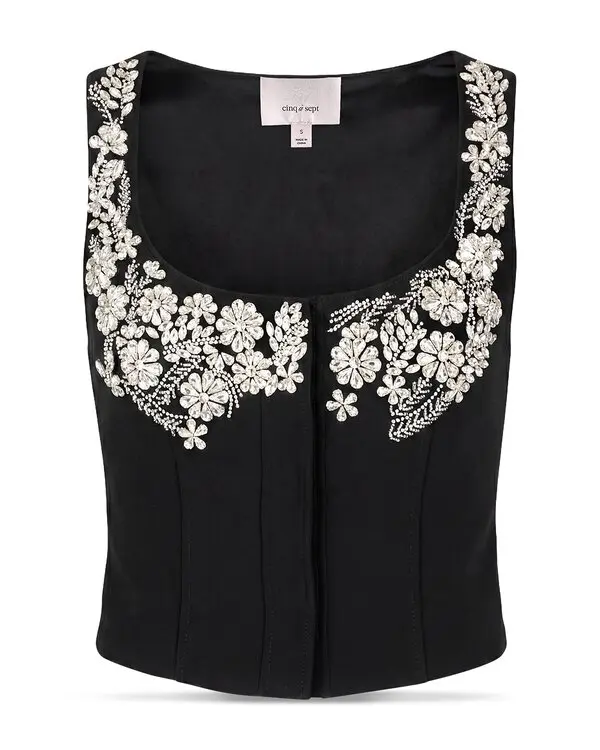 Cinq À Sept Aliana Embellished Cropped Vest