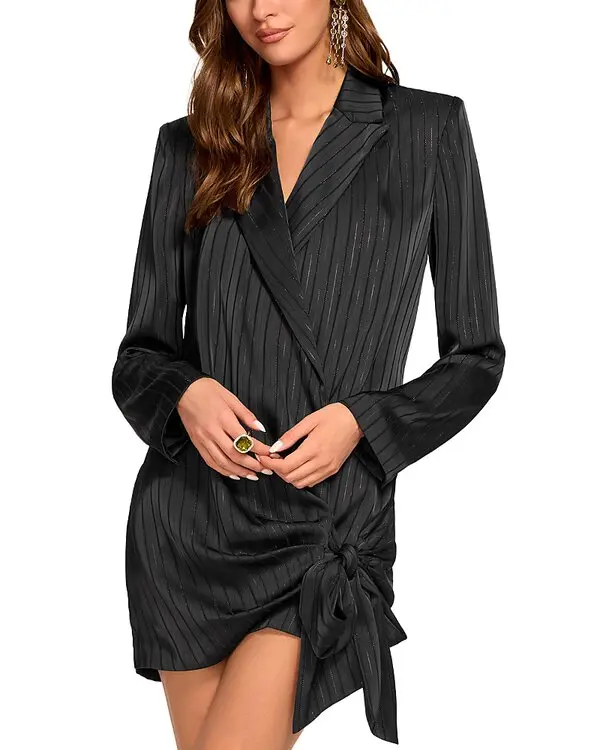 Ramy Brook Irina Satin Stripe Side Tie Dress