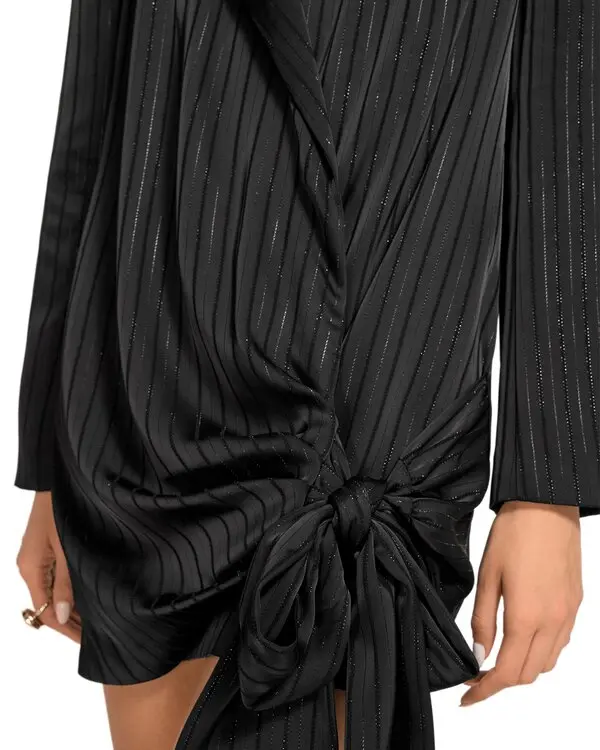 Ramy Brook Irina Satin Stripe Side Tie Dress