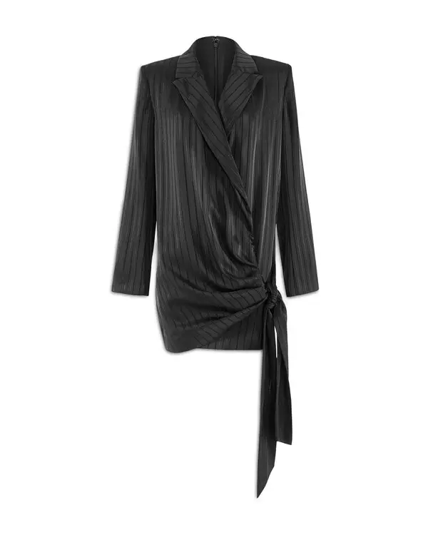 Ramy Brook Irina Satin Stripe Side Tie Dress