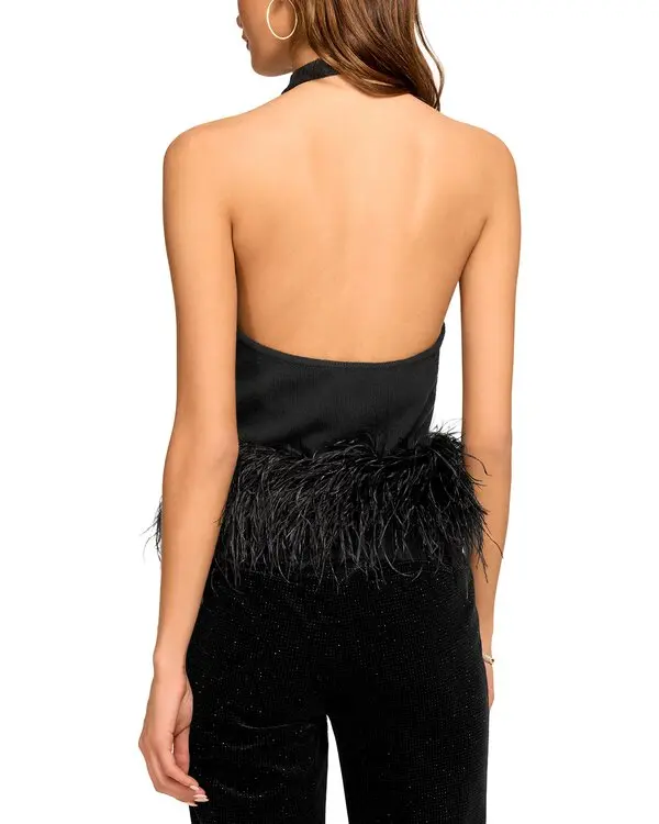 Ramy Brook Kelly Feather Trim Halter Top