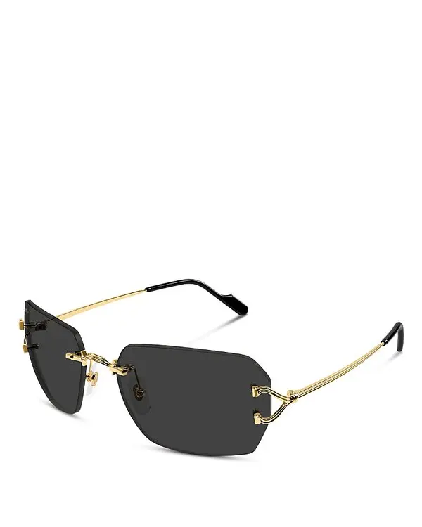 Cartier Oversized Rectangular Sunglasses, 59mm - Gold