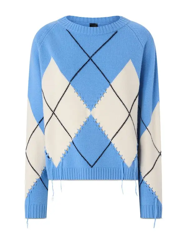Pinko Berna Wool & Cashmere Argyle Crewneck Sweater - Ec