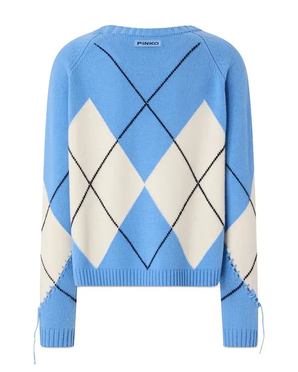 Pinko Berna Wool & Cashmere Argyle Crewneck Sweater - Ec