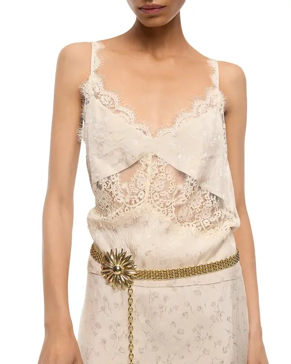 Pinko Tiara Jacquard Lace Top - Ostrich Grey