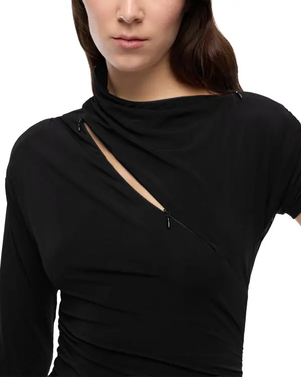 Pinko Croma Asymmetrical Slit Cutout Bodysuit - Black