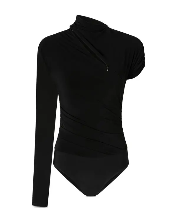 Pinko Croma Asymmetrical Slit Cutout Bodysuit - Black