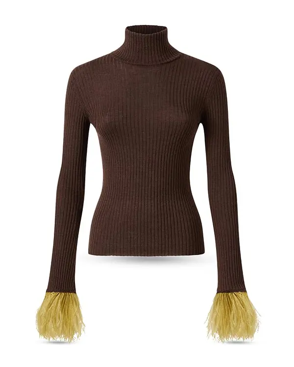 La DoubleJ High Kick Cashmere Blend Feather Trim Top