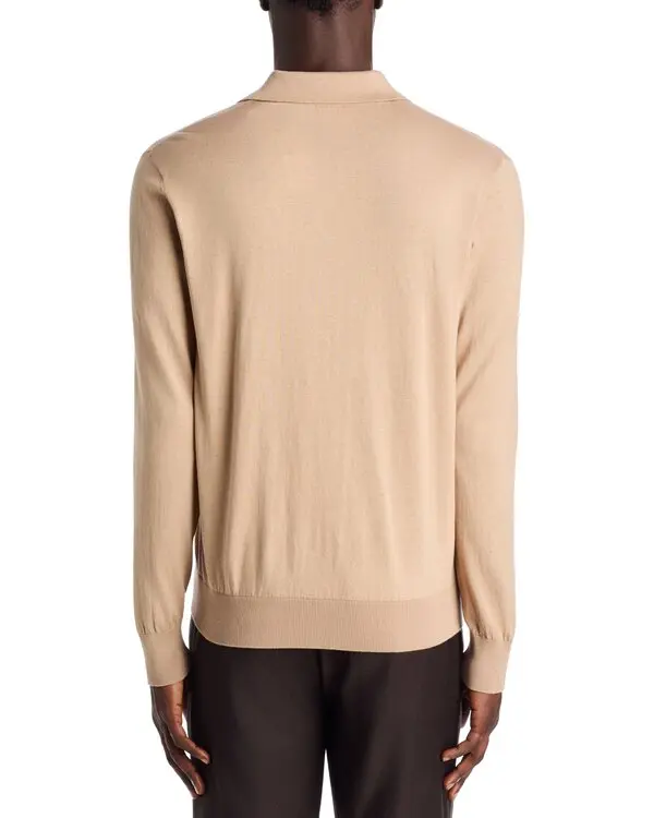 Eleventy Cotton & Cashmere Knit Slim Fit Sweater Polo - Camel