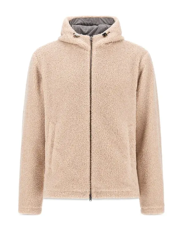 Herno Curly Melange Sherpa Hooded Bomber Jacket