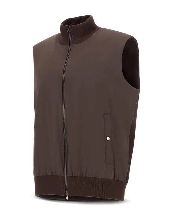 Herno Interlock Knit Effect Nylon Zip Vest - Chocolate Brown