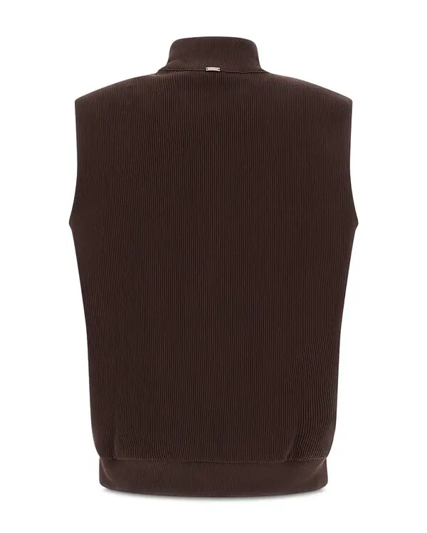 Herno Interlock Knit Effect Nylon Zip Vest - Chocolate Brown