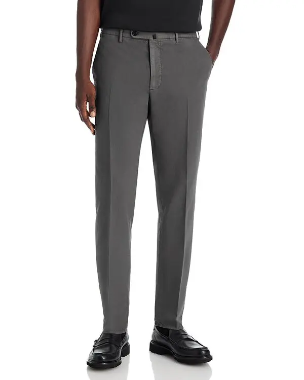 SLOWEAR Incotex Doeskin Regular Fit Garment Dyed Stretch Cotton Pants - Dark Grey