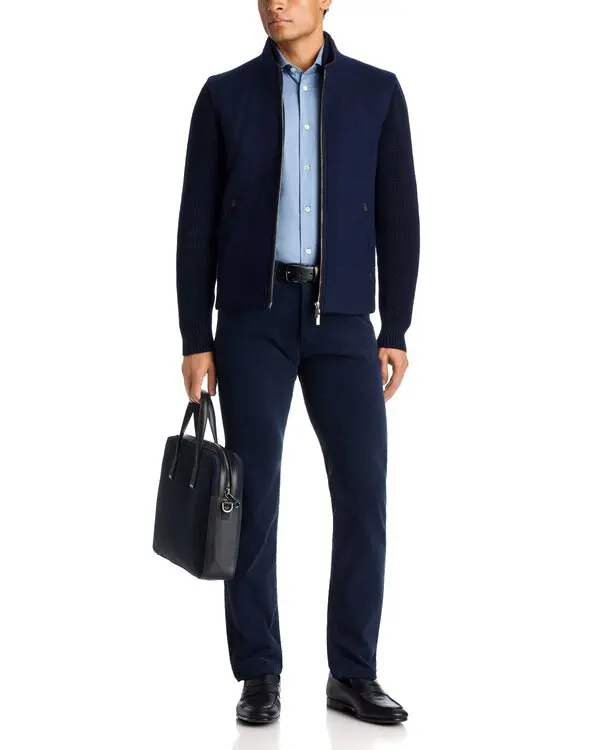 MAURIZIO BALDASSARI Wool Flannel Channel Quilt Blouson With Knit Sleeves