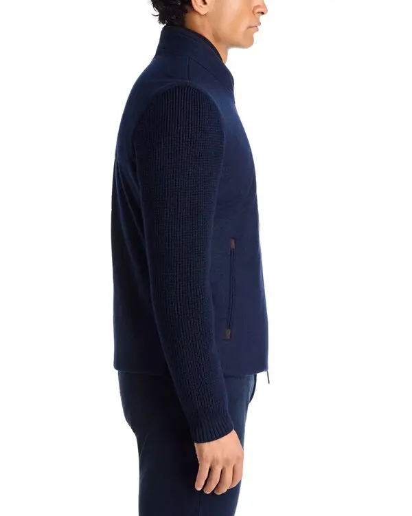 MAURIZIO BALDASSARI Wool Flannel Channel Quilt Blouson With Knit Sleeves