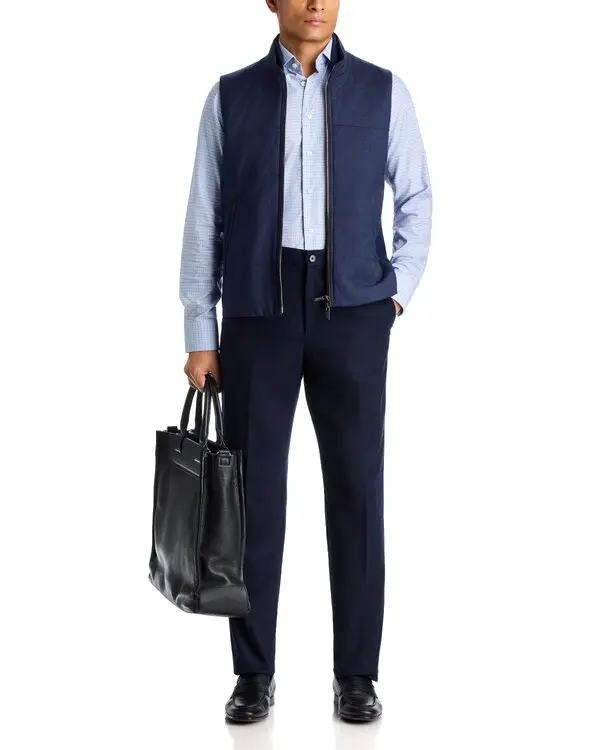 MAURIZIO BALDASSARI Wool Stretch Flannel Channel Quilt Vest - Twilight Blue