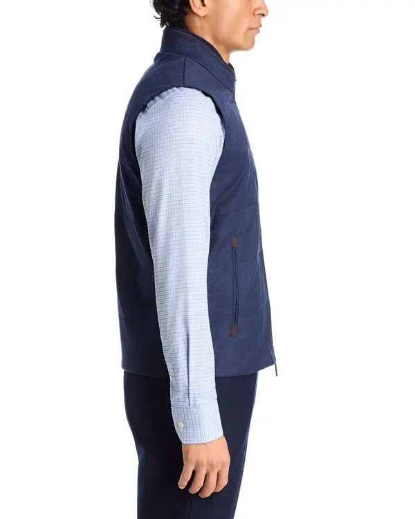 MAURIZIO BALDASSARI Wool Stretch Flannel Channel Quilt Vest - Twilight Blue