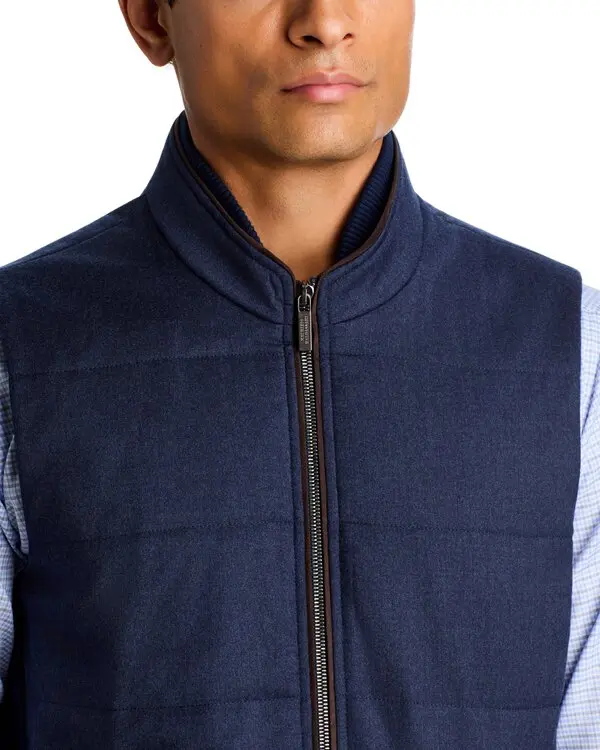 MAURIZIO BALDASSARI Wool Stretch Flannel Channel Quilt Vest - Twilight Blue