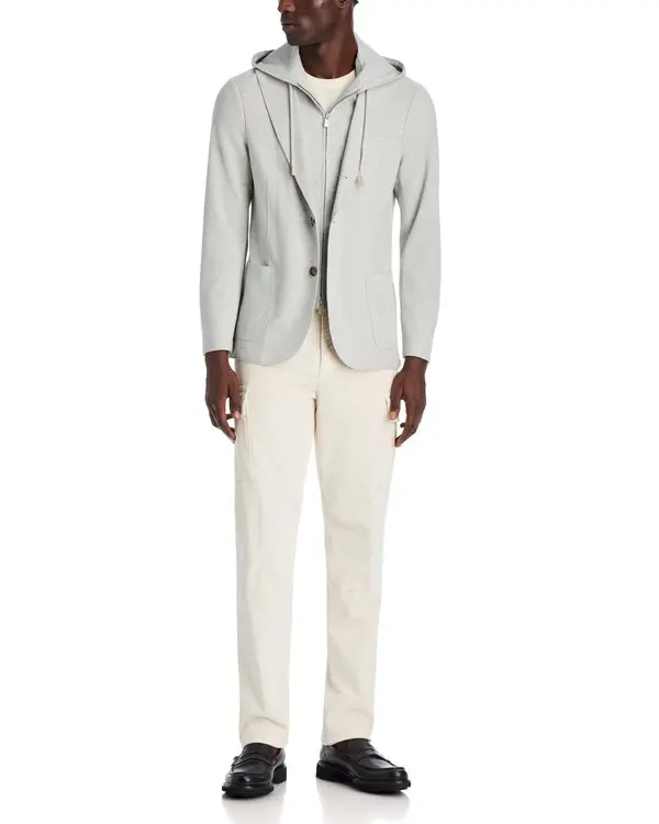 Eleventy Textured Jersey Jacket With Removable Hood - Light Grey