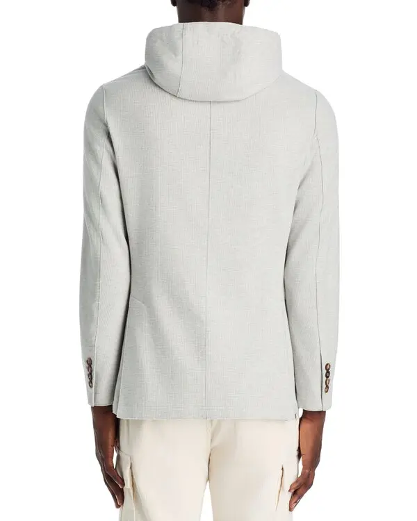 Eleventy Textured Jersey Jacket With Removable Hood - Light Grey