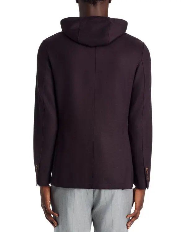 Eleventy Single Breasted Hooded Jacket - Burgundy