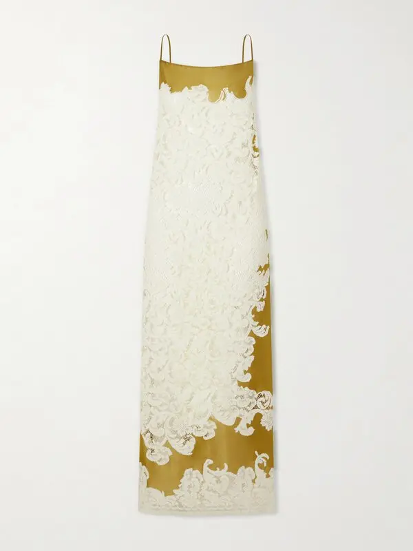 Khaite Nevis Tencel™ Lyocell And Silk-blend Lace Midi Dress