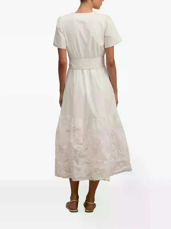 EVER NEW Matilda Embroidered Tie-waist Midi Dress